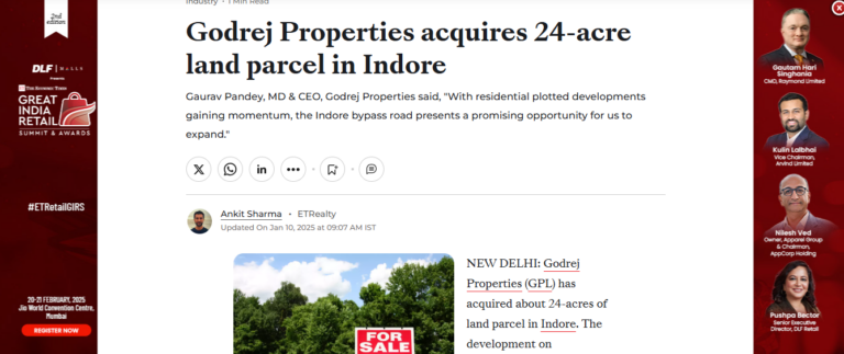 Godrej Properties Buy 24-acre Land Parcel in Indore